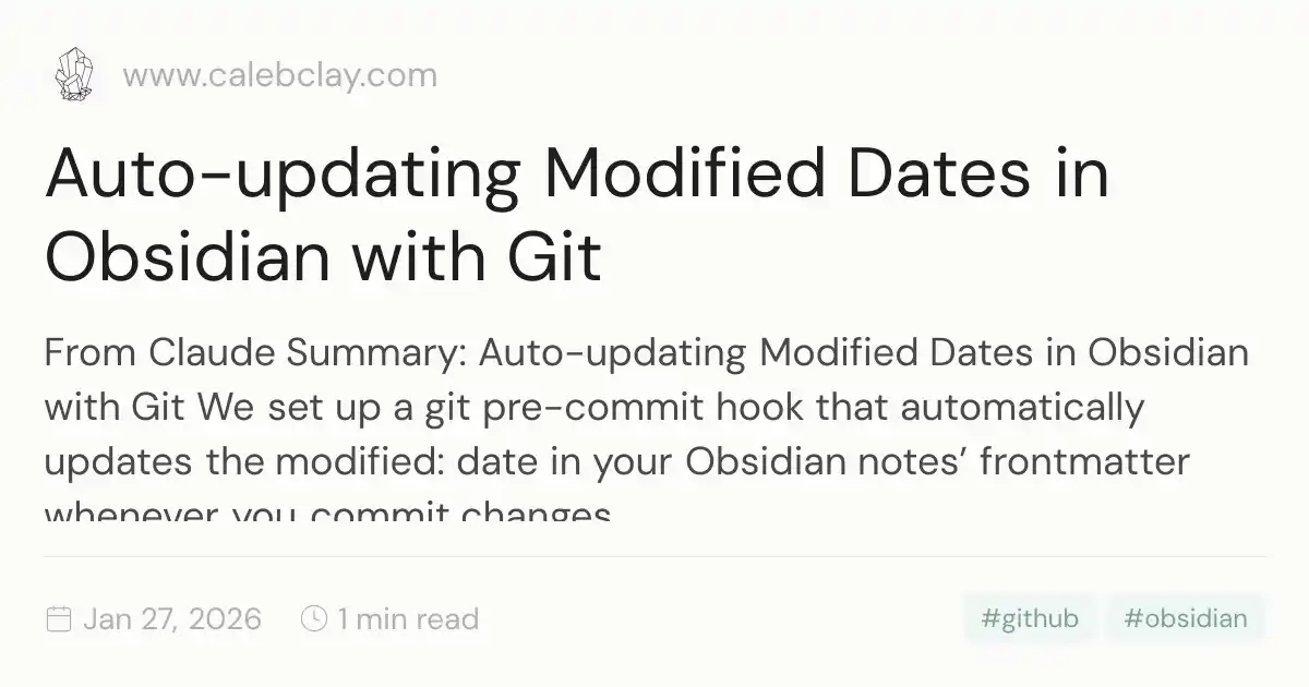 Auto-updating Modified Dates in Obsidian with Git